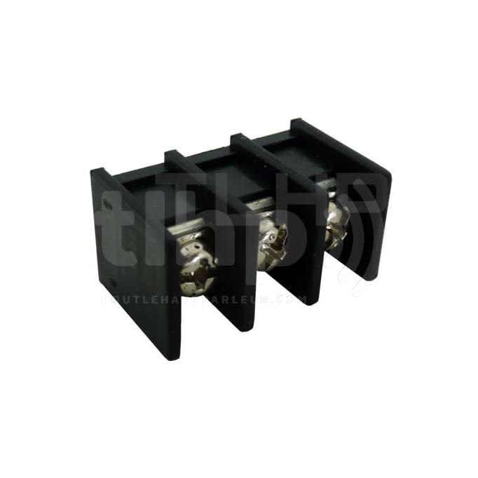 Bornier 3 pôles à visser pour carte imprimée, dimensions 30 x 16 x 18 mm