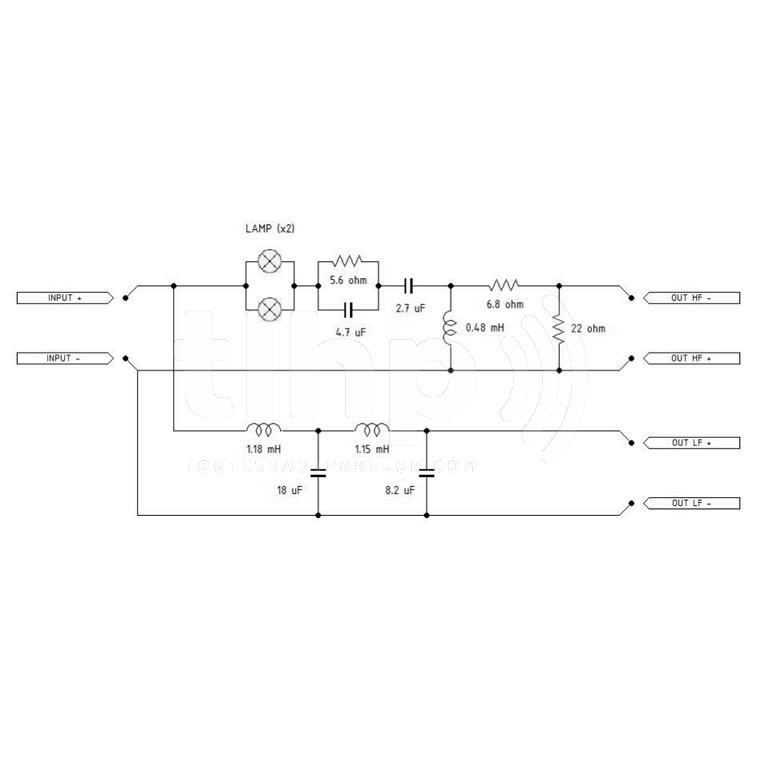 Filtre passif 2 voies pour B&C Speakers 12CLX64, 1700 Hz, 24/12dB/octave
