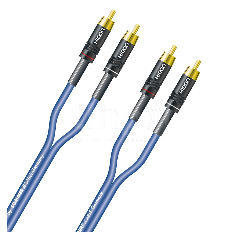 Câble patch Sommercable SC-ONYX équipé double HICON RCA mâle, bleu ...