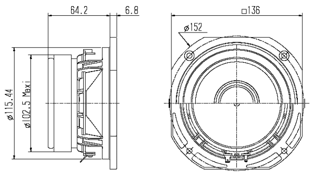 Haut-parleur large-bande Audax 13LB25AL, 6 ohm, 5 pouce