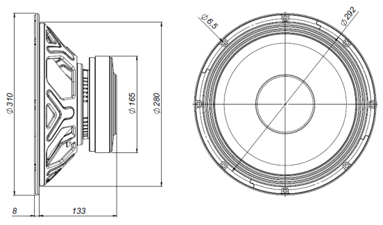 Haut-parleur Beyma 12MCS500, 8 ohm, 12 pouce, saladier embouti