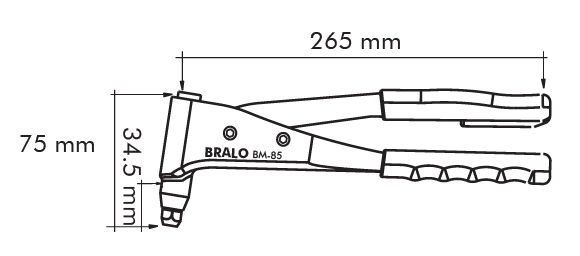 Riveteuse manuelle 265 mm, BRALO BM-85, avec système de levier additionnel